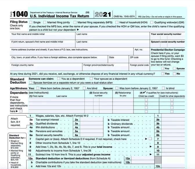 2021 Форма 1040