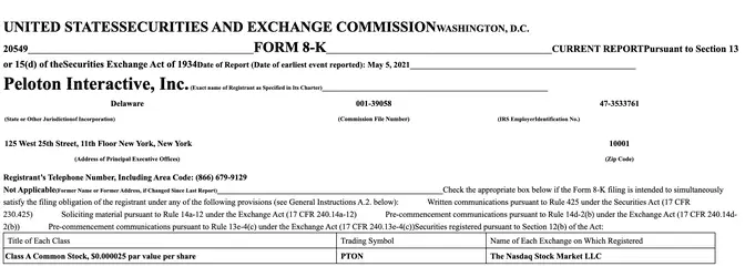 Peloton Interactive Inc. Form 8-K